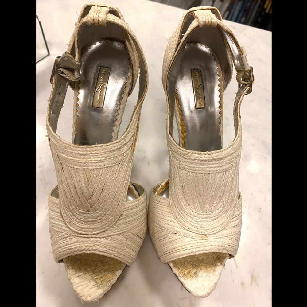 Raffia 6 Inch Platform Heels - Gem